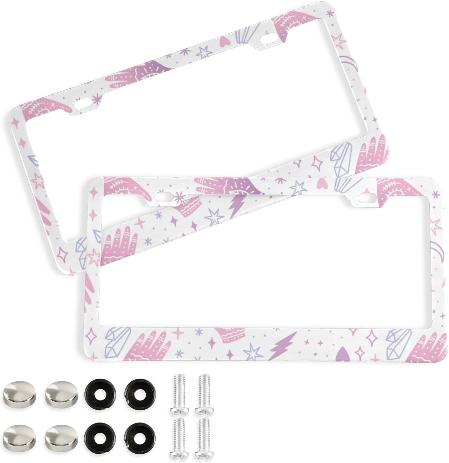 GZHJMY Moon Stars Magical Boho License Plate Frames for Women Men 2 Pcs ...