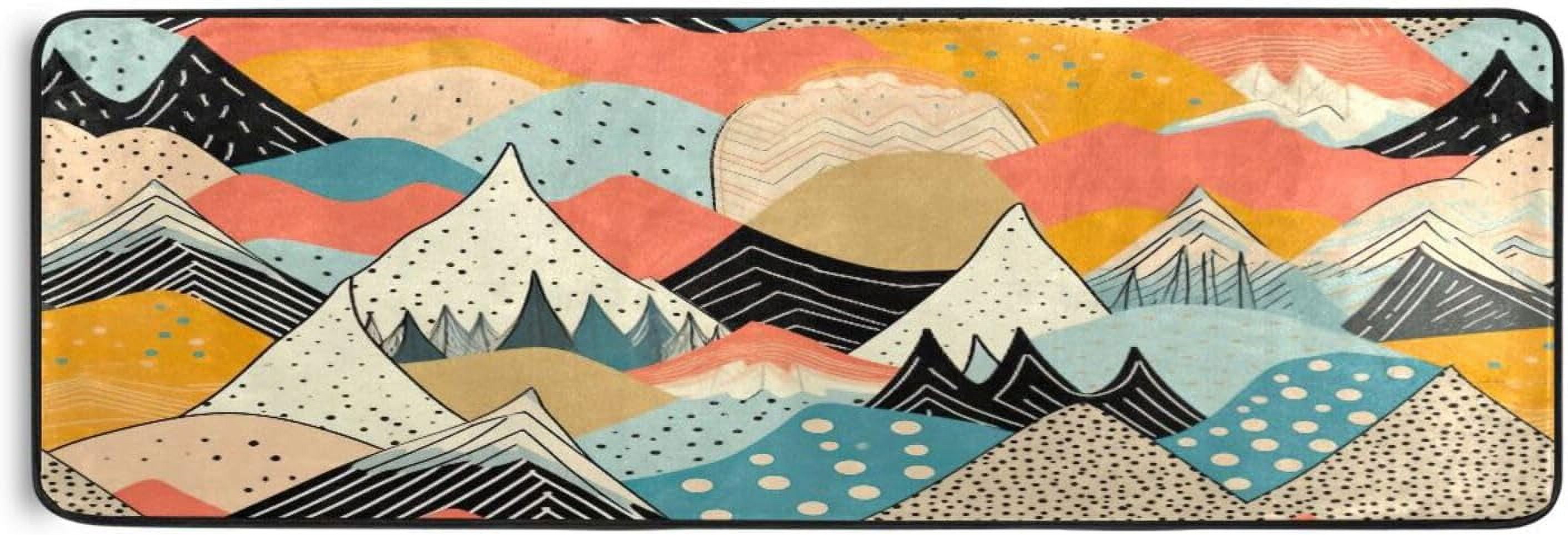 GZHJMY Mountains Abstract Pattern Area Rug - 2' x 6' Washable Runner ...