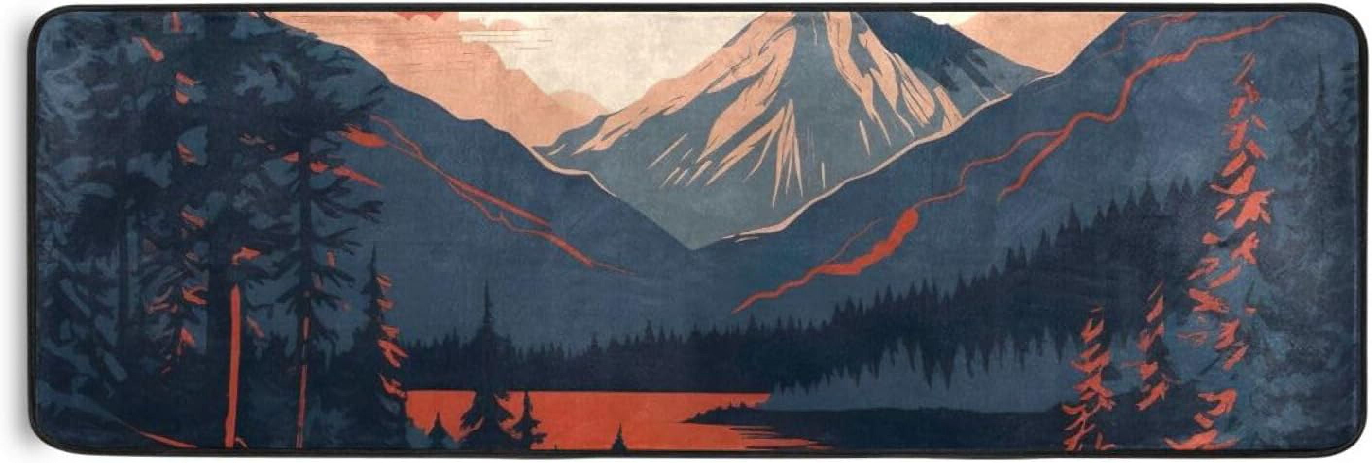 GZHJMY Mountains Trees Area Rug - 2' x 6' Washable Runner Rugs with ...