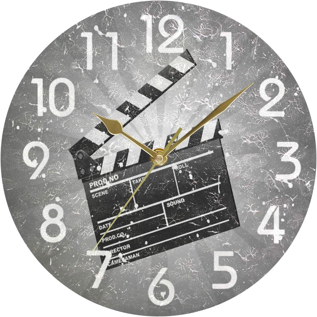 GZHJMY Movie Theater Clapper Board Retro Round Wall Clock, 9.5 Inch ...