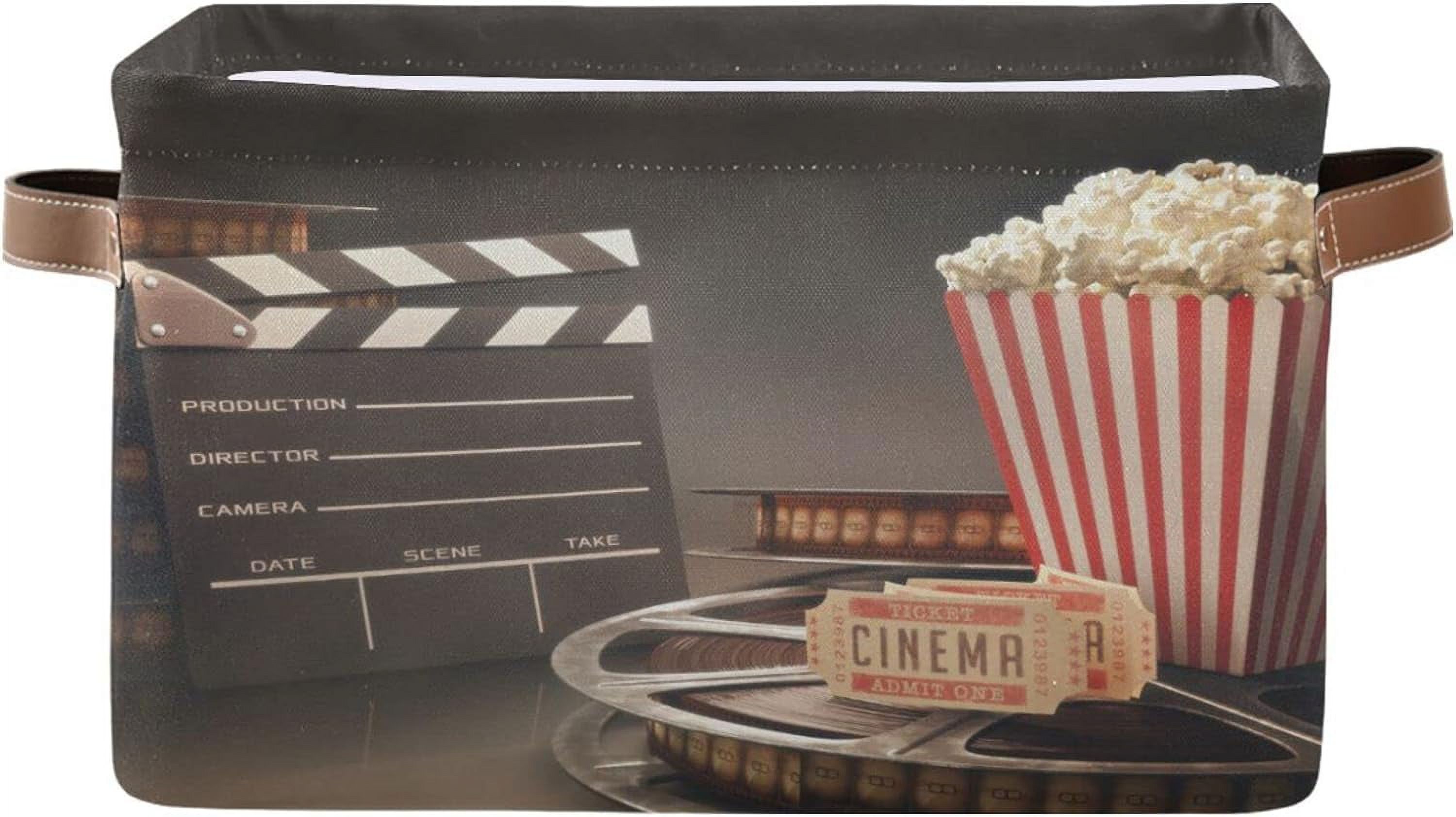 GZHJMY Movie Theater Popcorn Storage Basket with Handles Collapsible ...