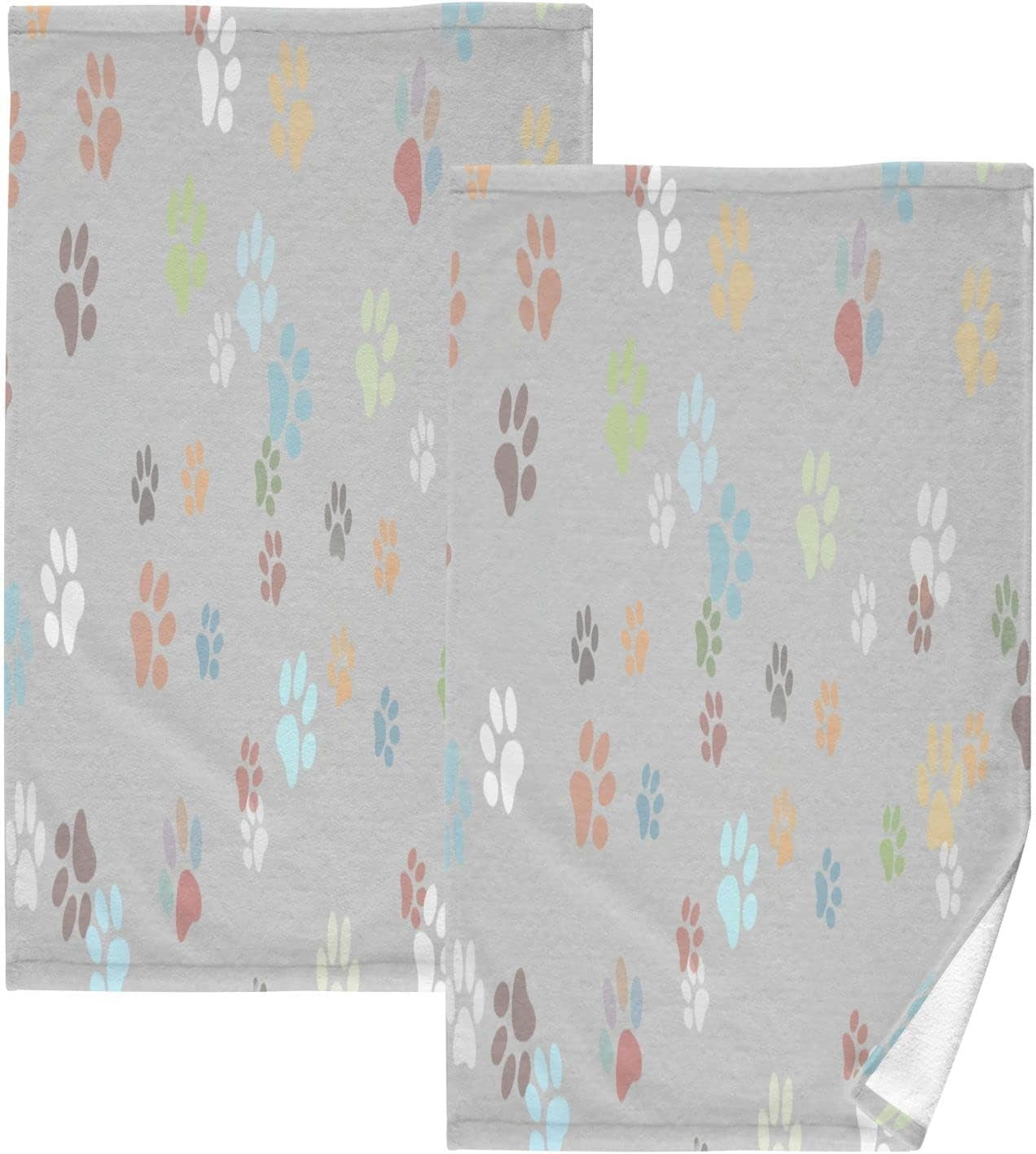 GZHJMY Multicolor Dog Paw Cotton Face Towel Set 2 PCS,16x28in Soft Feel ...