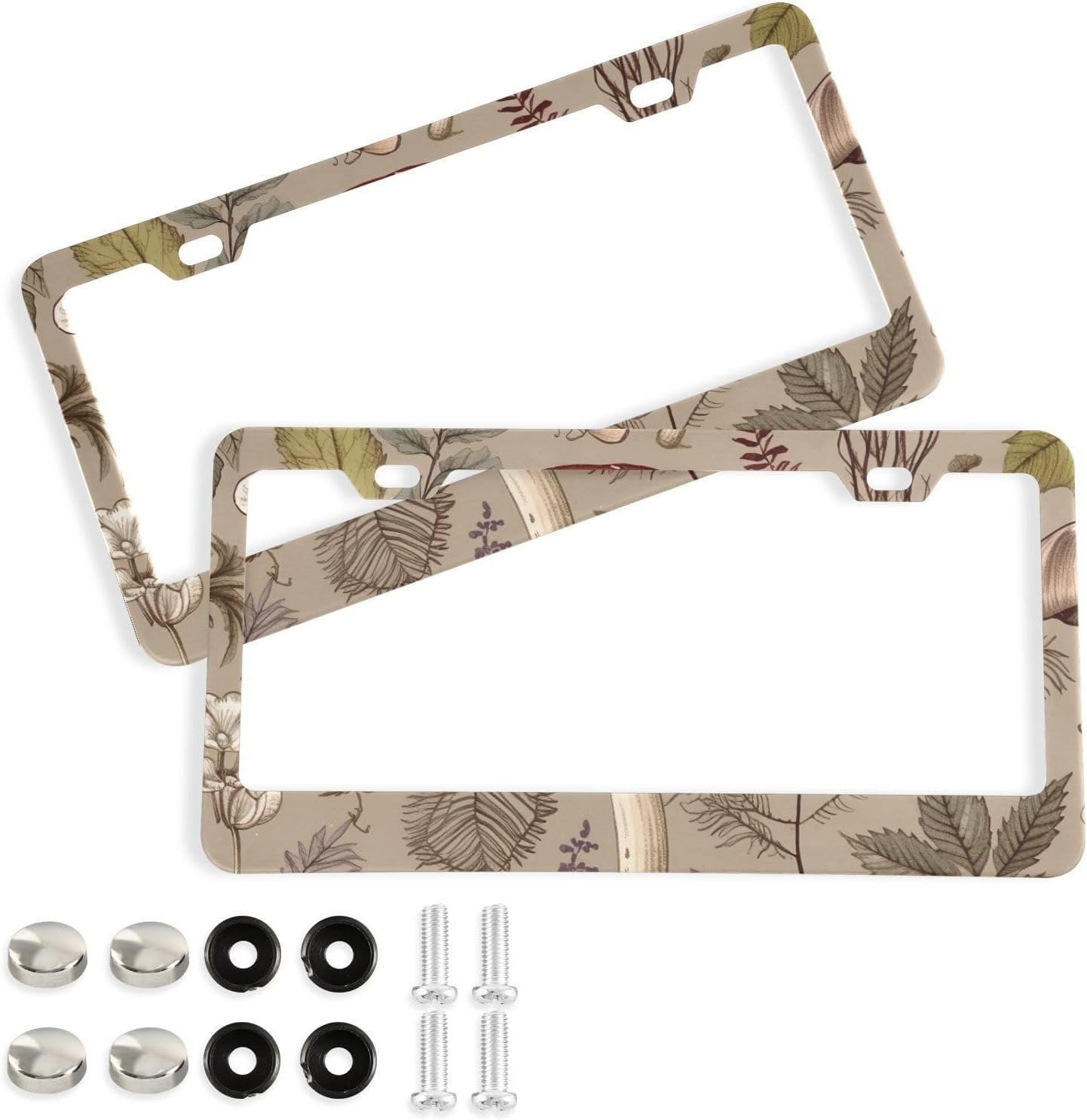 GZHJMY Mushroom Brown License Plate Frames 2 Pack Aluminum License ...