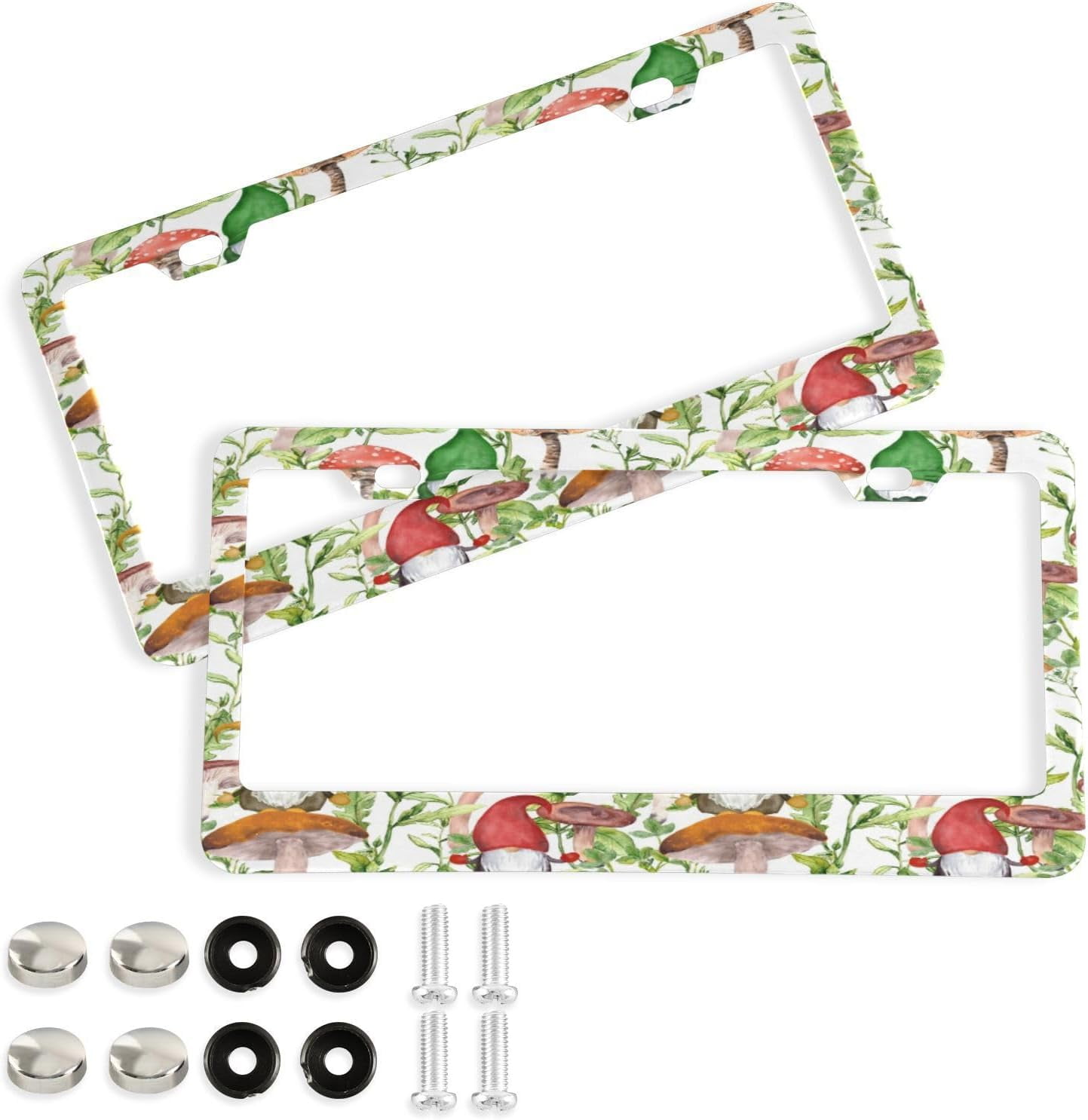 GZHJMY Mushroom Gnomes License Plate Frame 2 Pack 2 Holes Car Aluminum ...