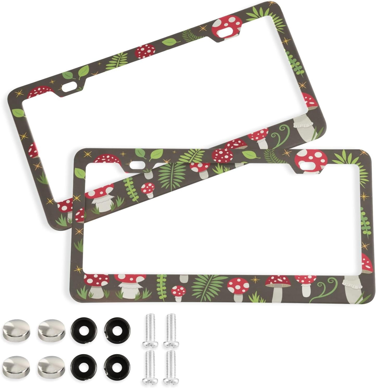 GZHJMY Mushroom License Plate Frames Set of 2, Universal Aluminum ...