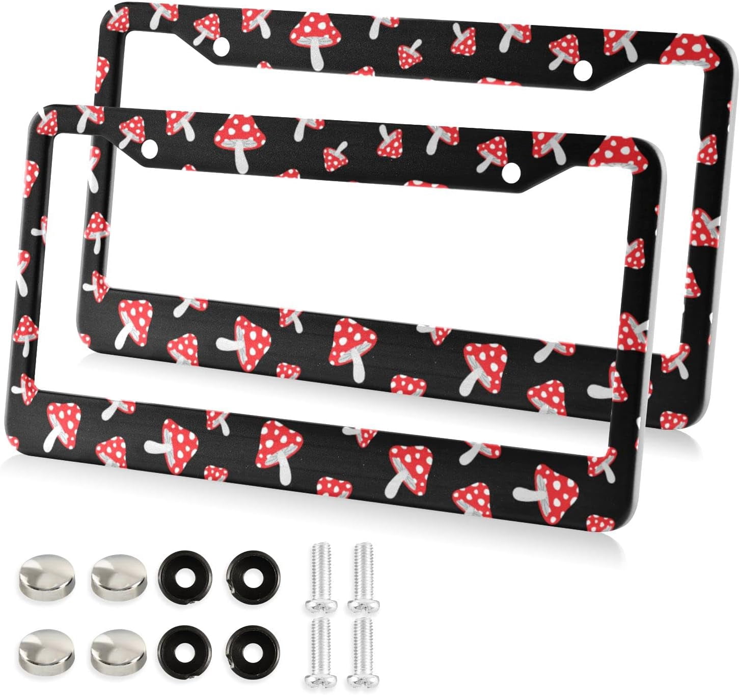 GZHJMY Mushroom Polka Dots License Plate Frames for Women Men 2 pcs ...