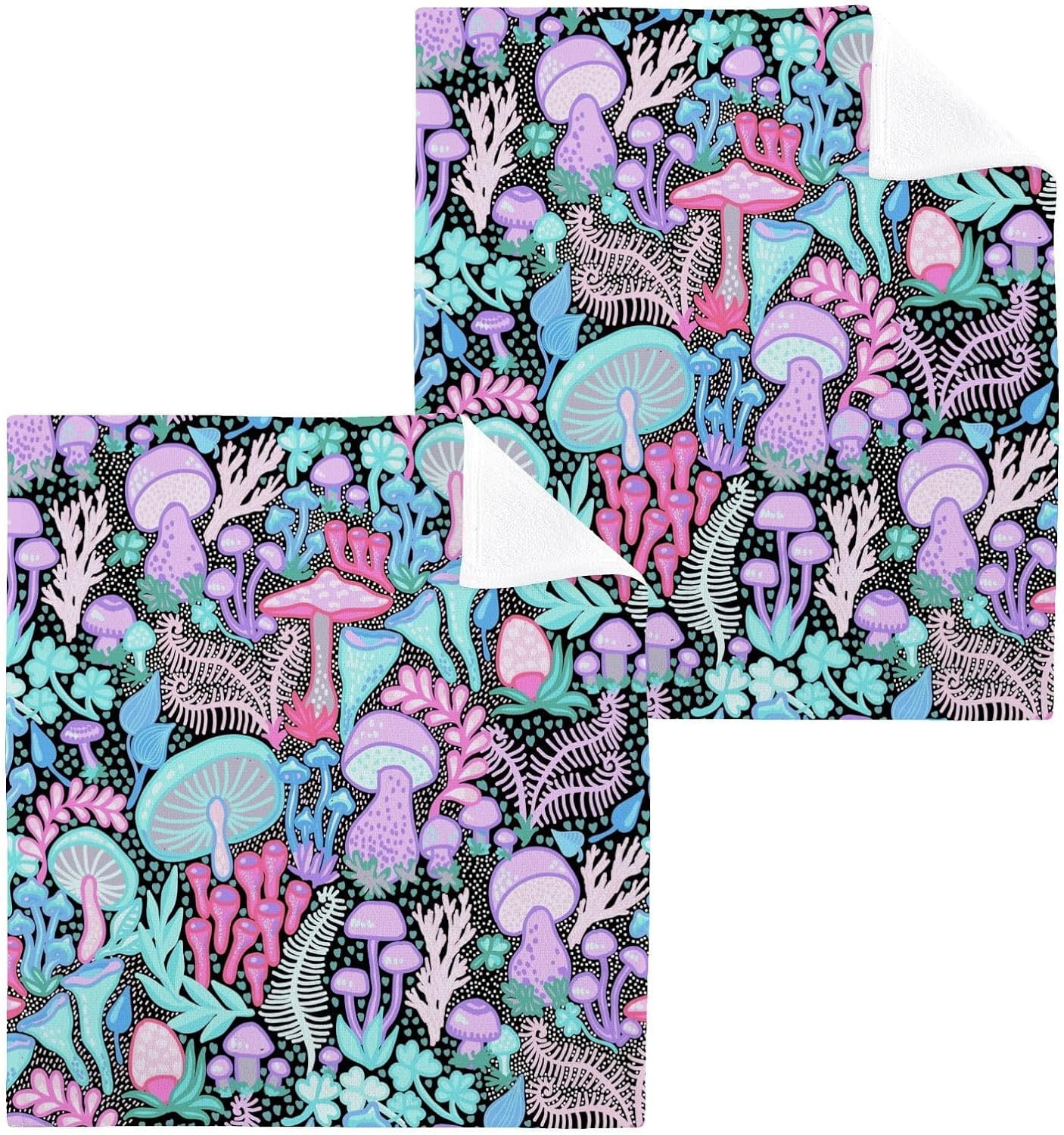 GZHJMY Mushroom Print Wash Cloth Set of 4, 12 x 12 Inch Cotton Baby ...