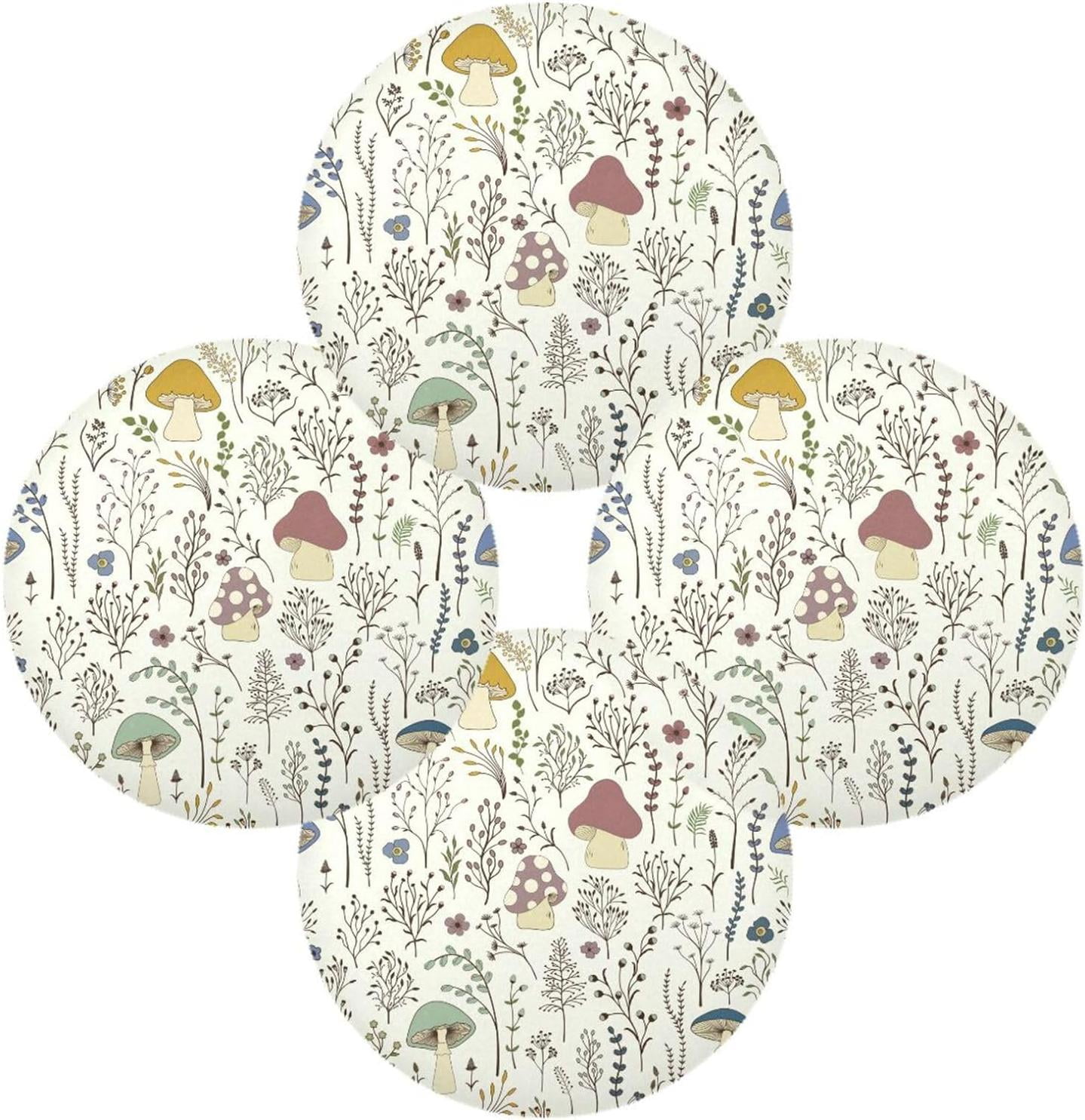 GZHJMY Mushroom Round Placemats, 4 Pack Table Mats for Kitchen Washable ...