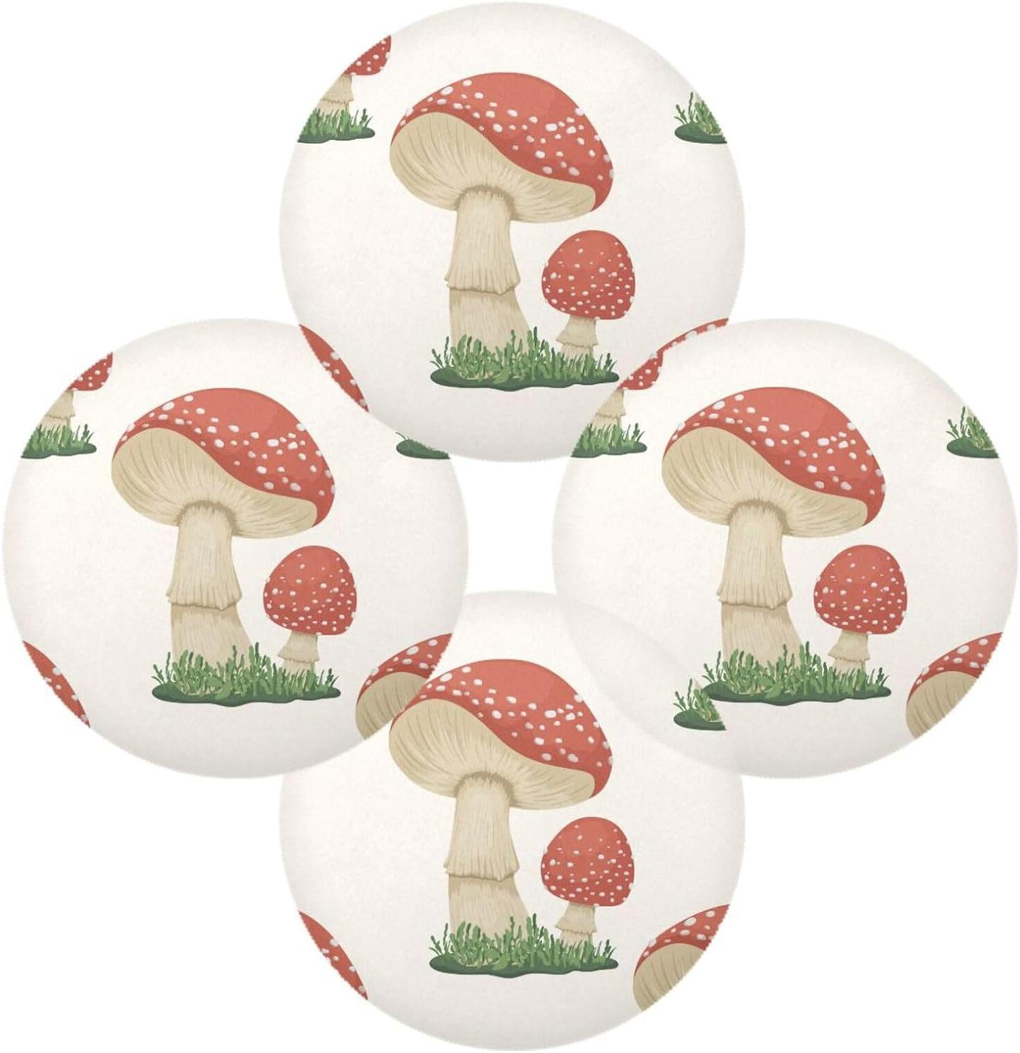 GZHJMY Mushroom Round Placemats, 4 Pack Table Mats for Kitchen Washable ...