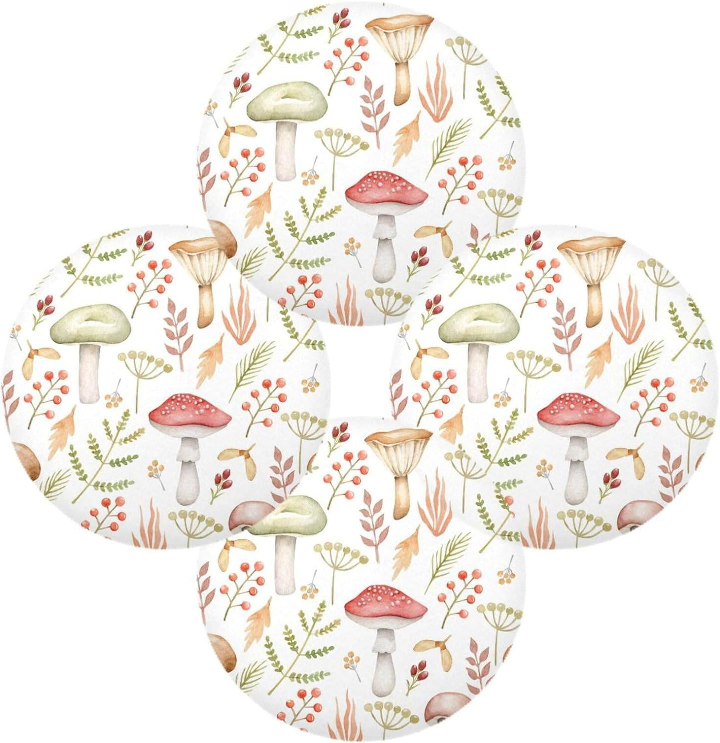 GZHJMY Mushroom Twig Round Placemats, 4 Pack Table Mats for Kitchen ...