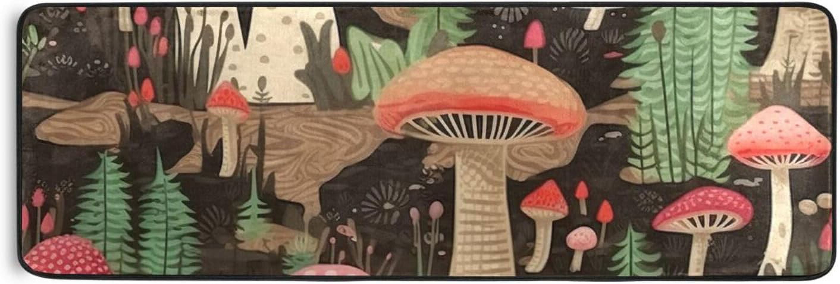 GZHJMY Mushrooms Pattern Area Rug - 2' x 6' Washable Runner Rugs with ...