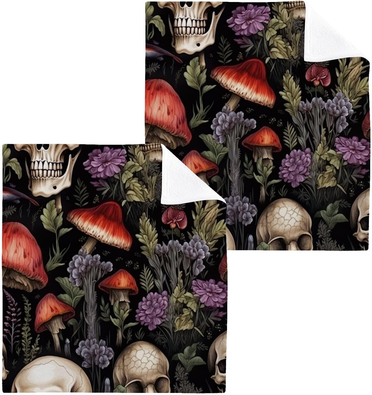 GZHJMY Mushrooms Skull Cotton Washcloths Set of 4, 12"x12" Super Soft ...