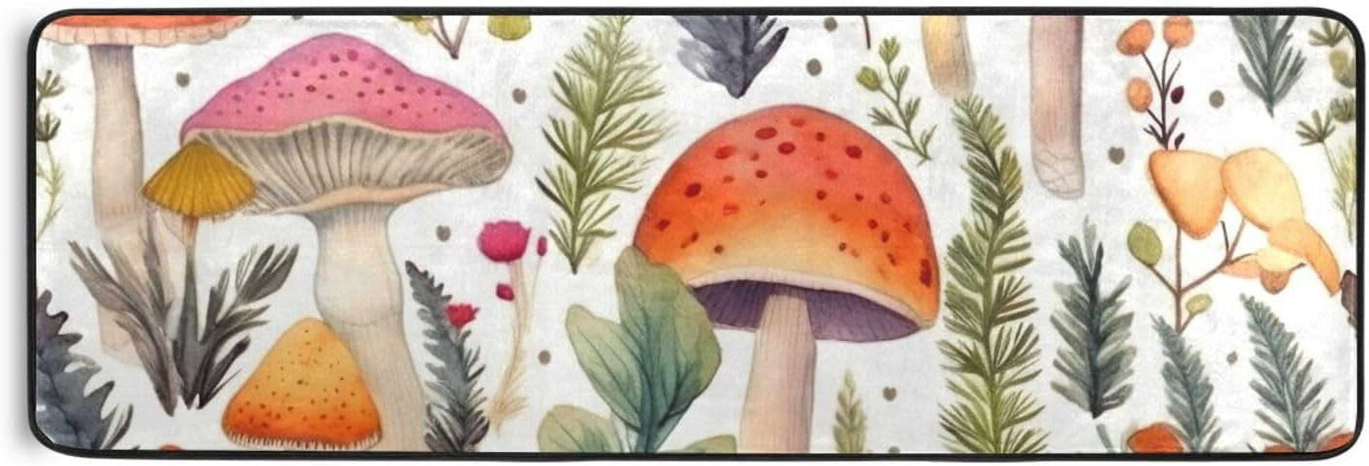 GZHJMY Mushrooms White Area Rug - 2' x 6' Washable Runner Rugs with ...