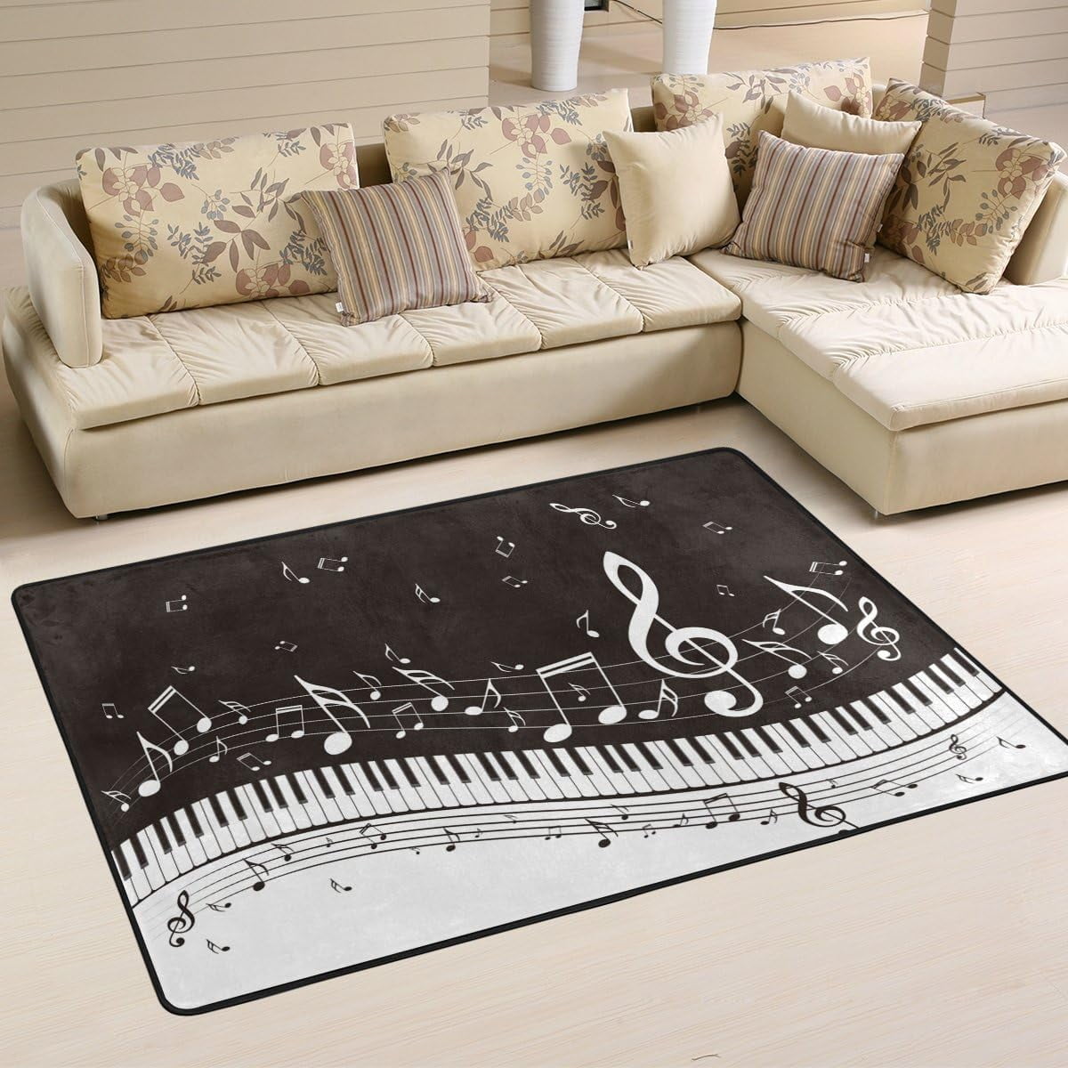 GZHJMY Music Area Rug 4'x6', Abstract Piano Keys Musical Notes ...