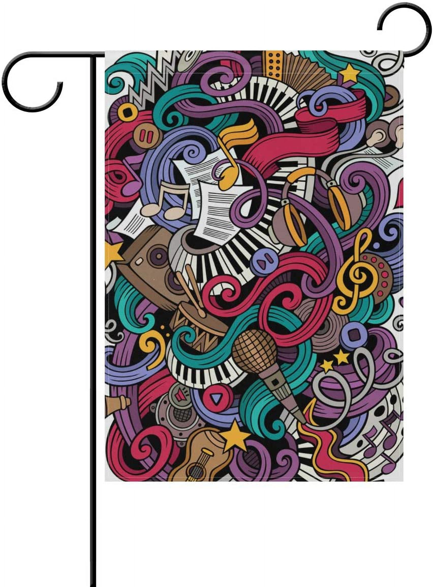 GZHJMY Music Graffiti Art Garden Flag Outdoor Yard Garden Flag Double ...