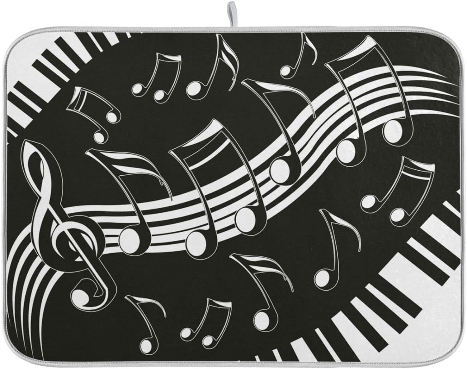 GZHJMY Music Theme Piano Keyboard Notes Dish Drying Mat,16 x 18 Inches ...