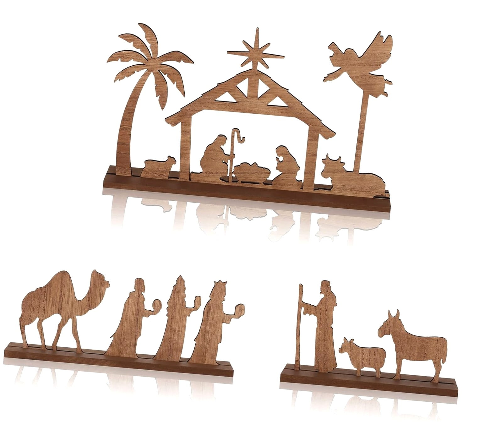 GZHJMY Nativity Wooden Scene Set for Nativity Scene Set Wooden Figure ...