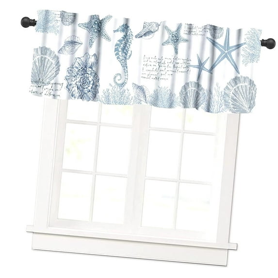 GZHJMY Nautical Coastal Window Curtain Valance, Nautical Beach Starfish ...