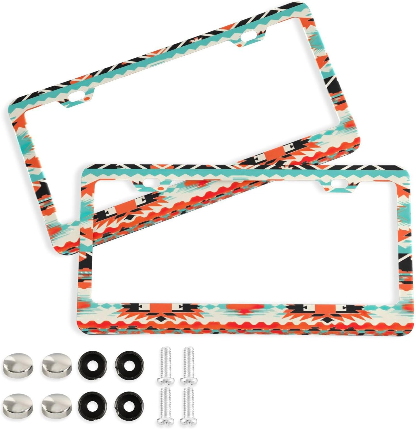 GZHJMY Navajo Pattern License Plate Frames Set of 2, Universal Aluminum ...