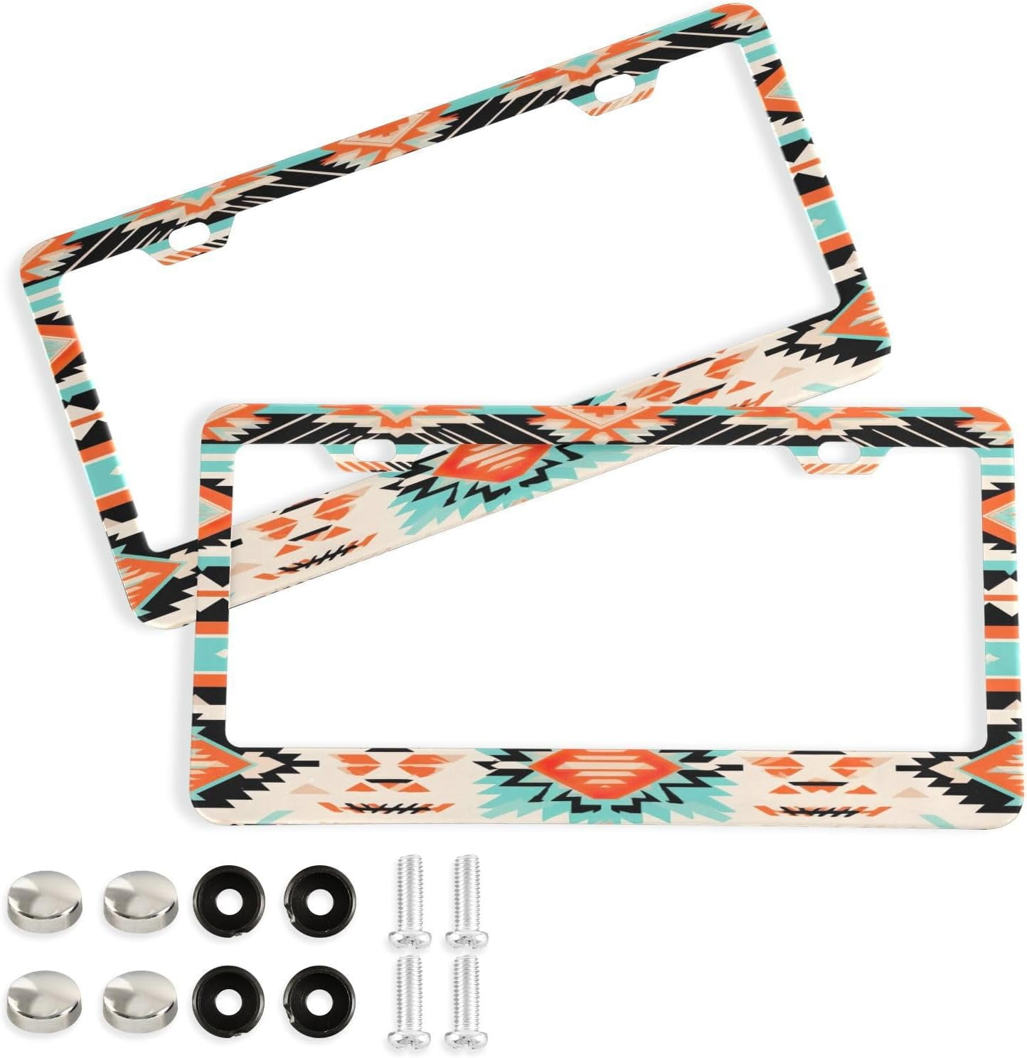 GZHJMY Navajo Pattern License Plate Frames Set of 2, Universal Aluminum ...