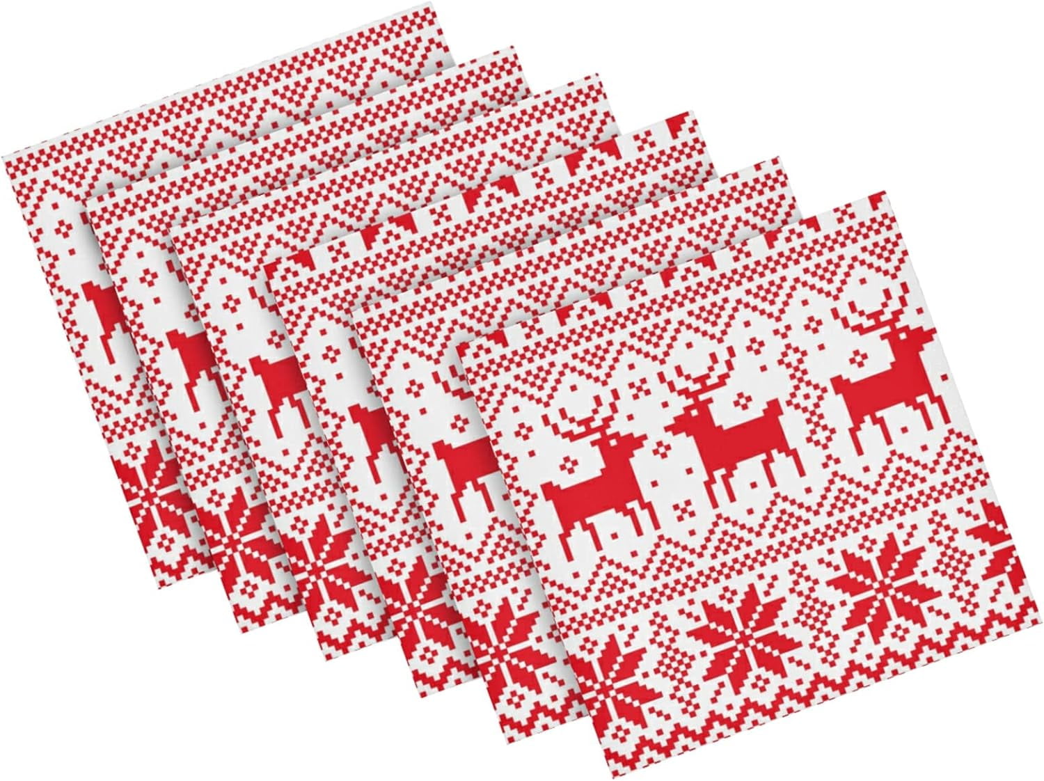 GZHJMY Nordic Snow Reindeer Merry Christmas Cloth Napkins, Set of 6 20 ...