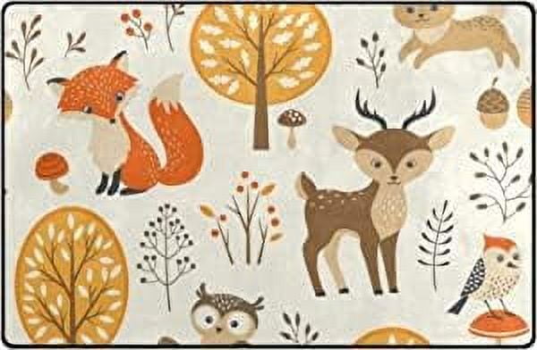 GZHJMY Nursery Area Rugs Soft Foam Cute Forest Animal Owls Fox Deer ...