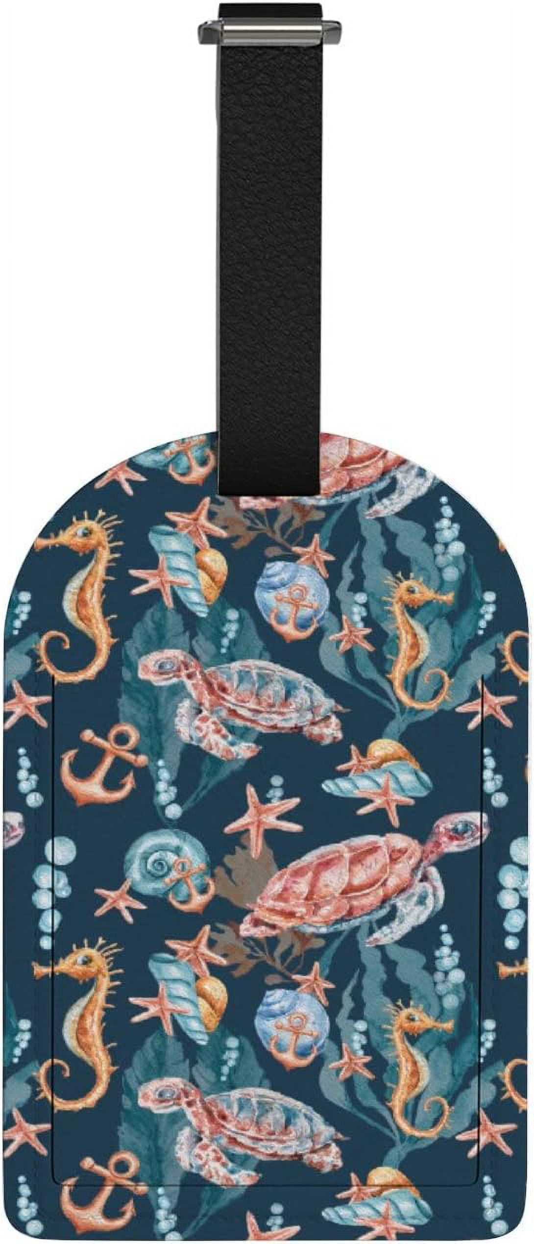 GZHJMY Ocean Animal Turtle Seahorse Anchor Luggage Tags 1 Piece, PU ...
