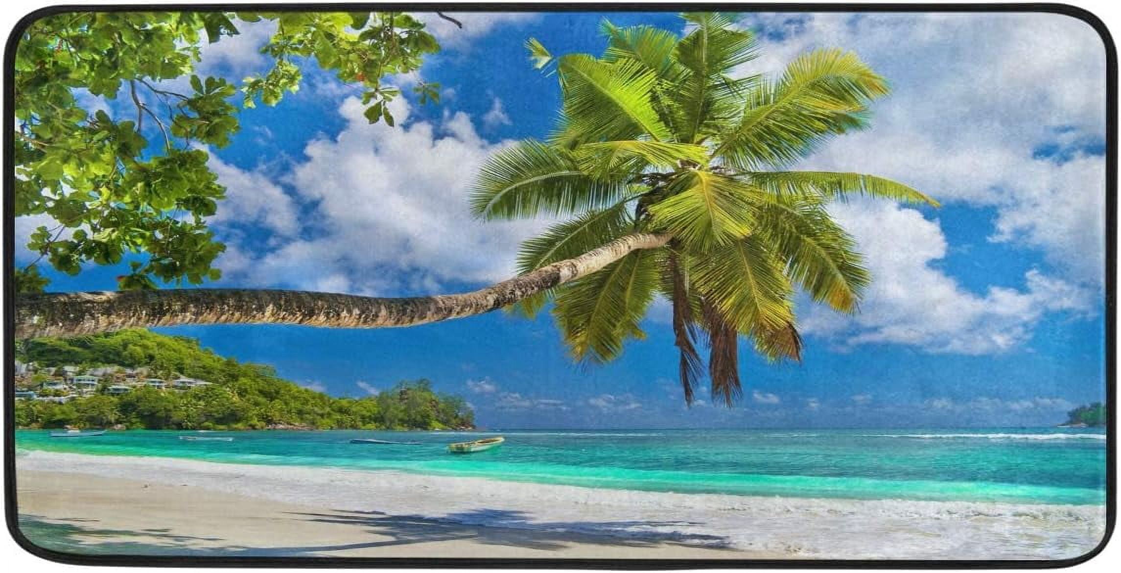GZHJMY Ocean Sea Anti Fatigue Kitchen Floor Mat, Palm Tree Non Slip ...