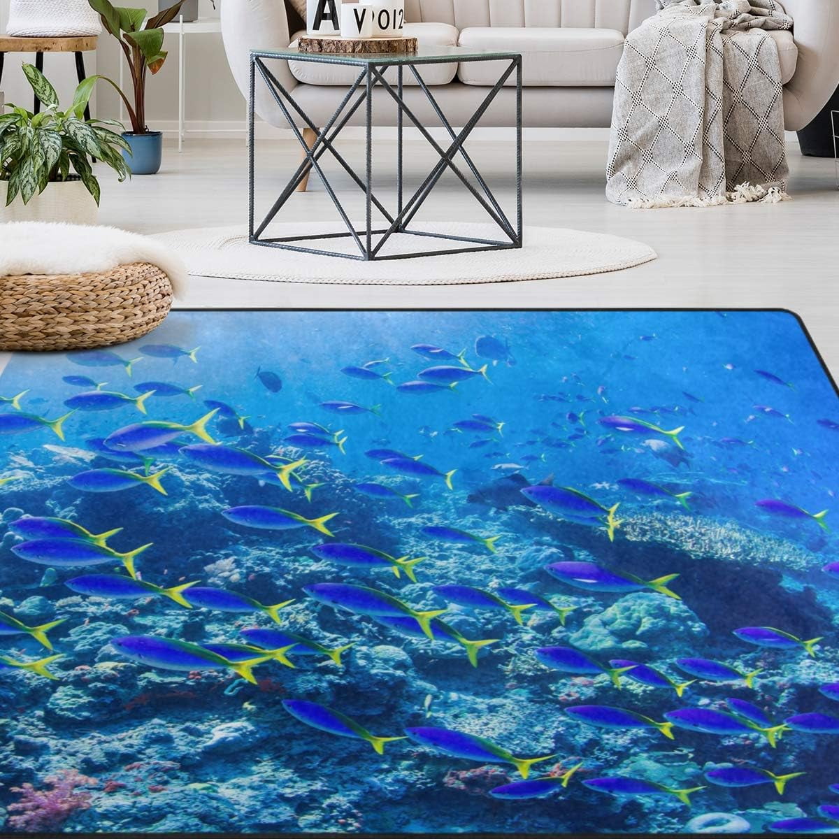 GZHJMY Ocean Sea Fish Non Slip Area Rug for Living Dinning Room Bedroom ...