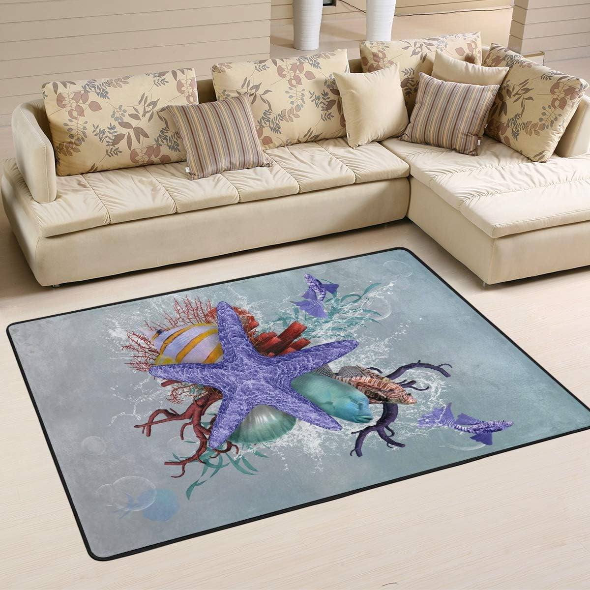 GZHJMY Ocean Starfish Non Slip Area Rug for Living Dinning Room Bedroom ...