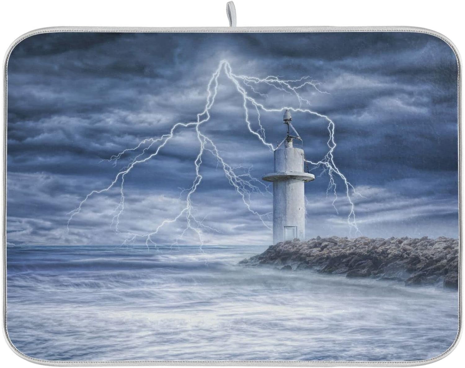 GZHJMY Ocean Thunderstorm Lighthouse Absorbent Dish Drying Mat ...