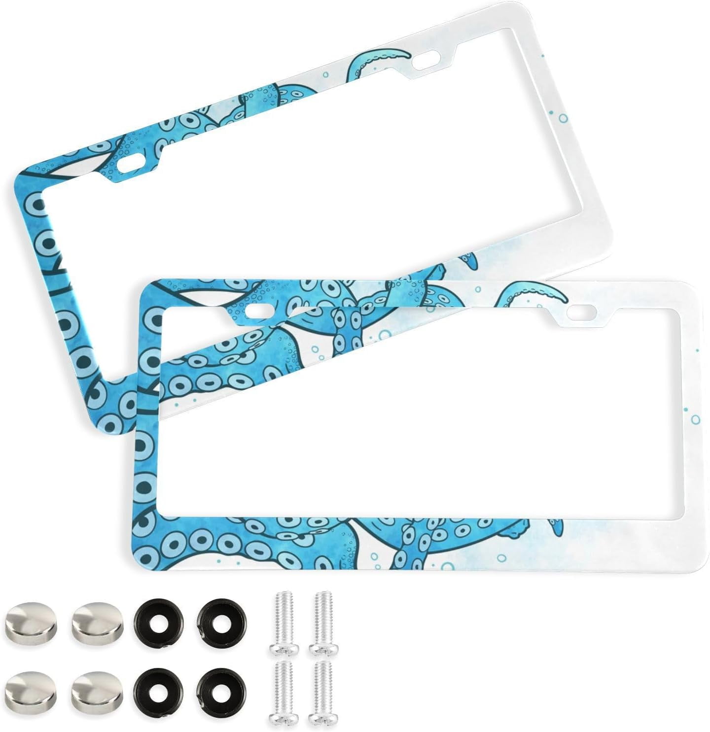 GZHJMY Octopus Tentacles Curl License Plate Frames for Women Men 2 Pcs ...