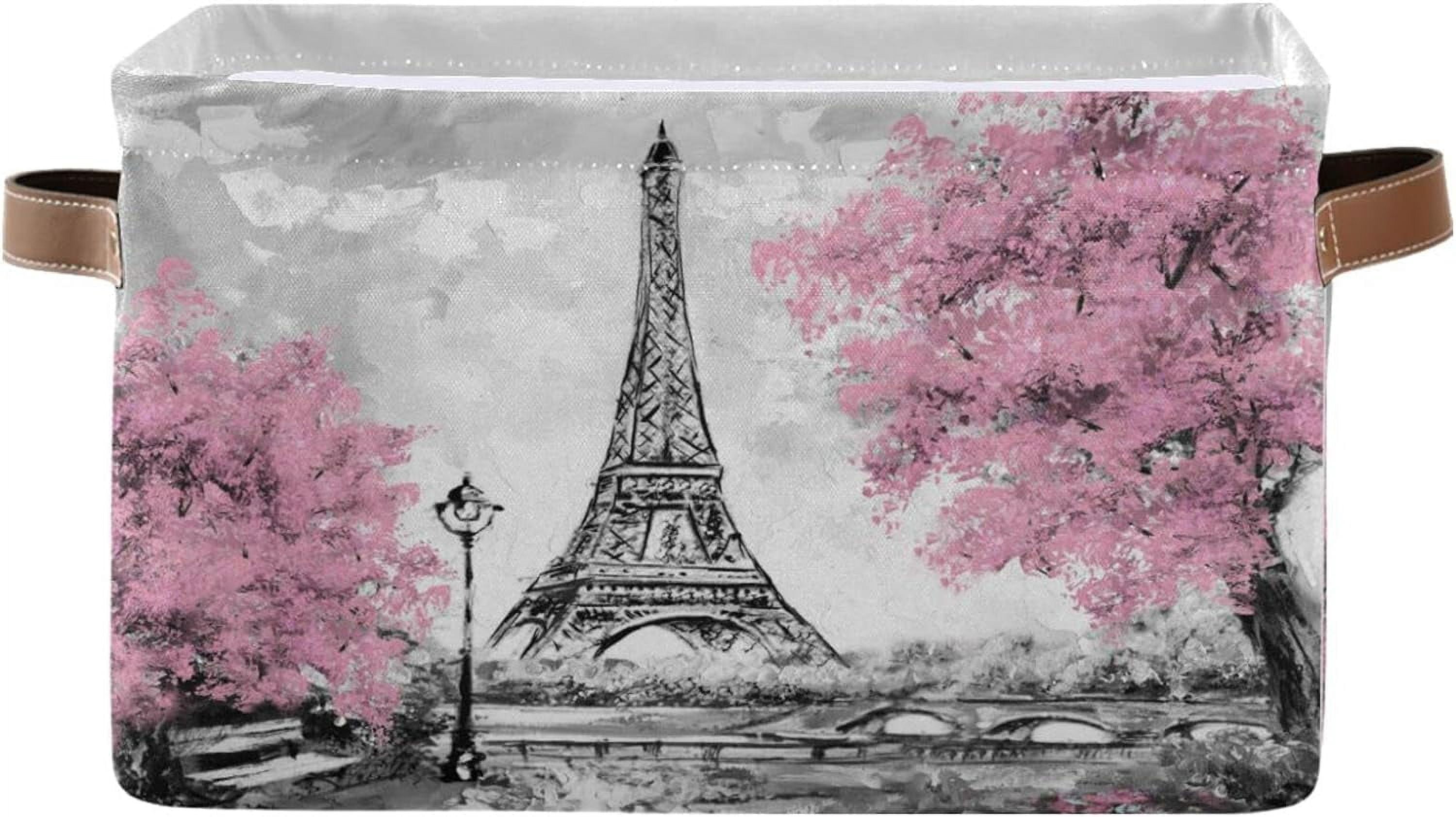 GZHJMY Oil Painting Paris Eiffel Tower Storage Basket with Handles ...