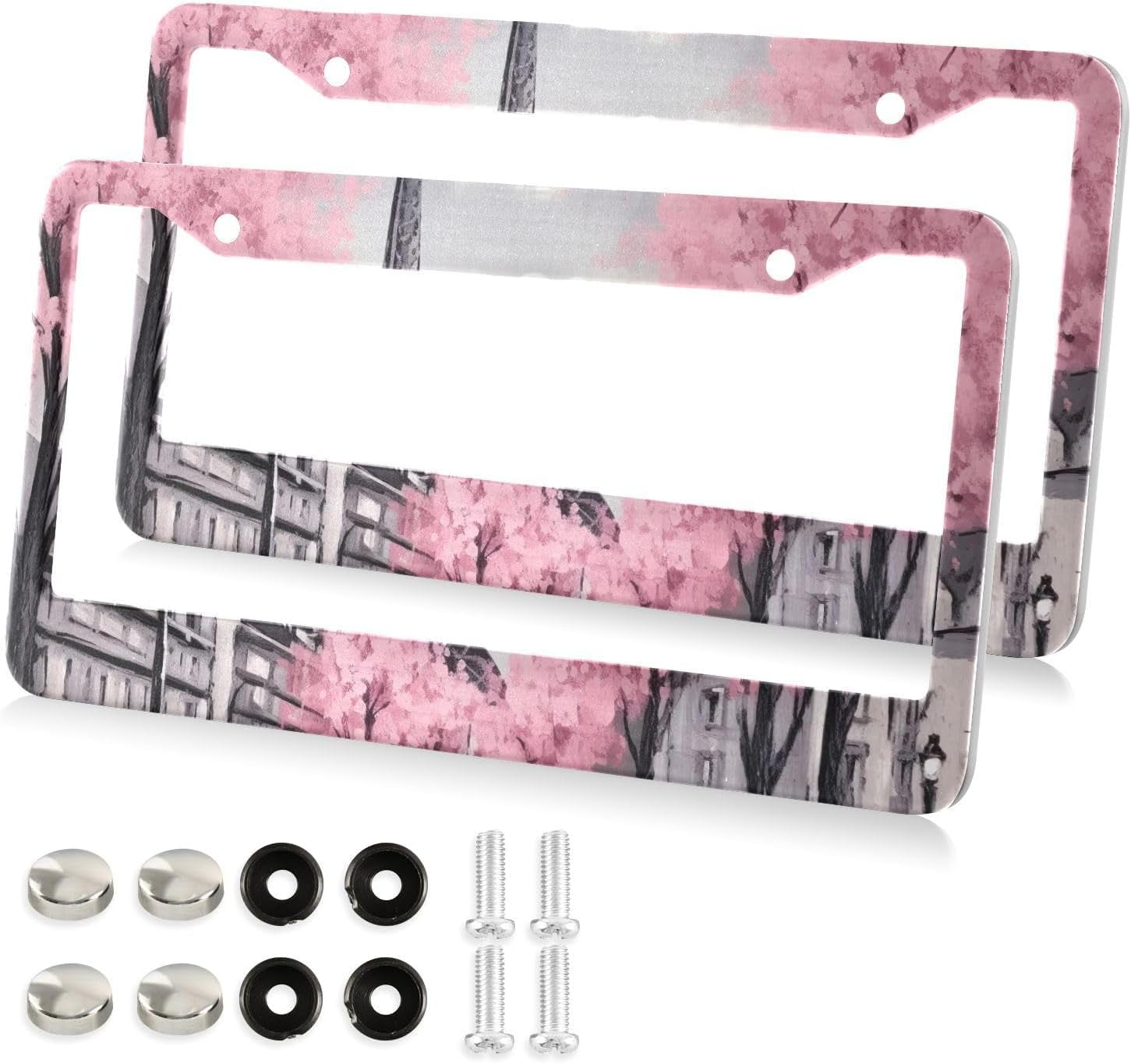 GZHJMY Oil Painting Paris License Plate Frames 2 Pack Aluminum License ...