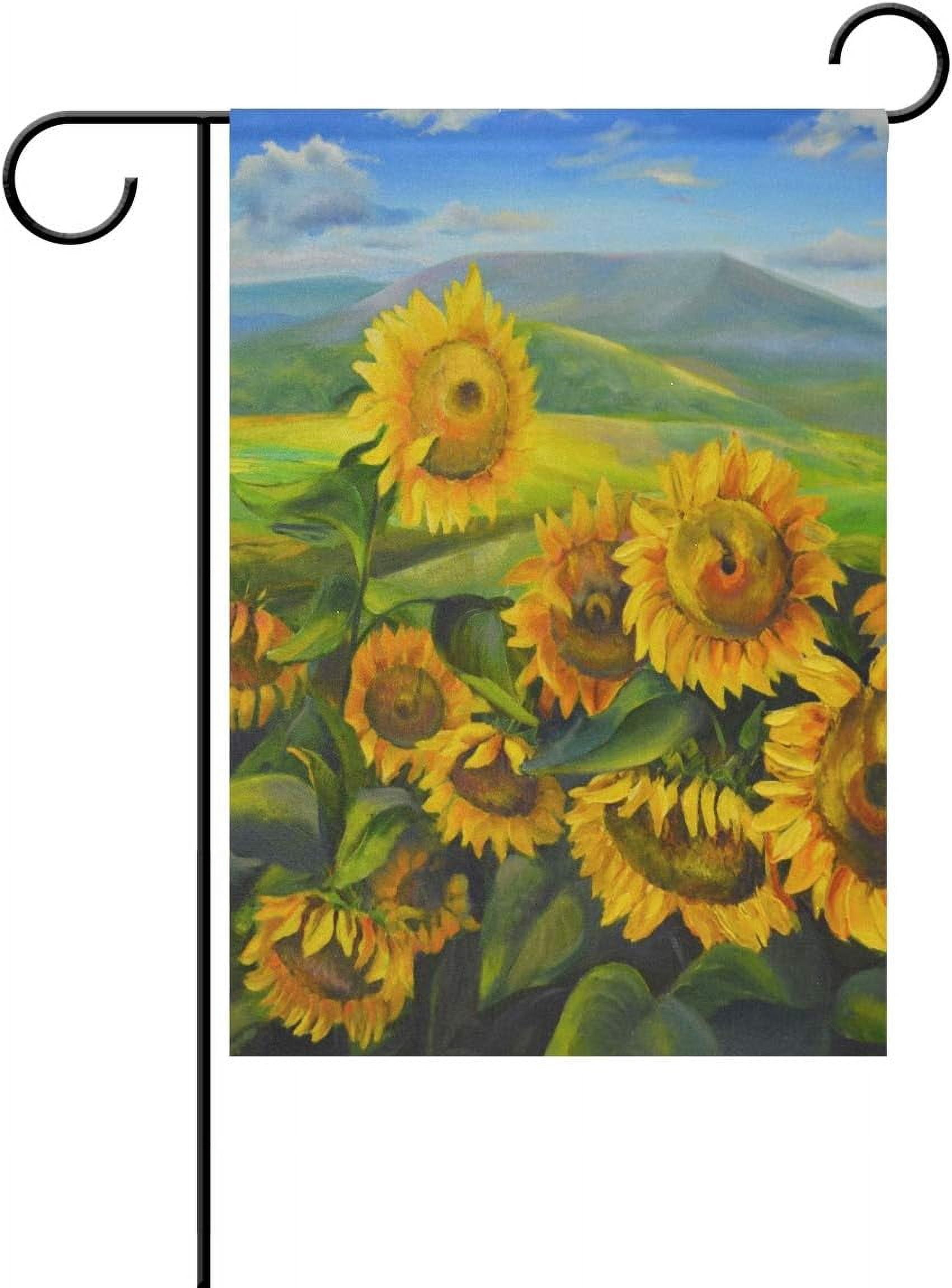 GZHJMY Oil Painting Sunflowers Garden Flag 28 x 40 Inch Vertical Double ...