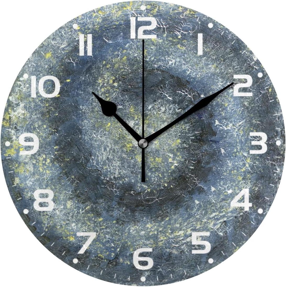 GZHJMY Oil Painting Wall Clock, 10" Silent Non Ticking Round Clock, Oil ...
