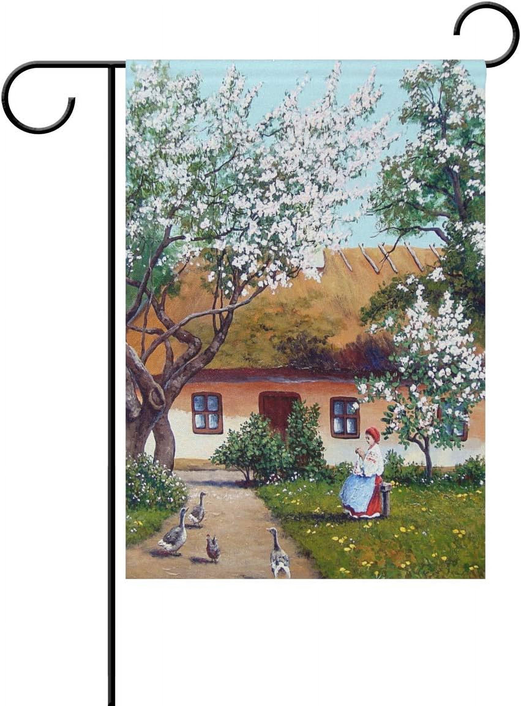 GZHJMY Oil Paintings Spring House Garden Flag 12 x 18 Inch Vertical ...