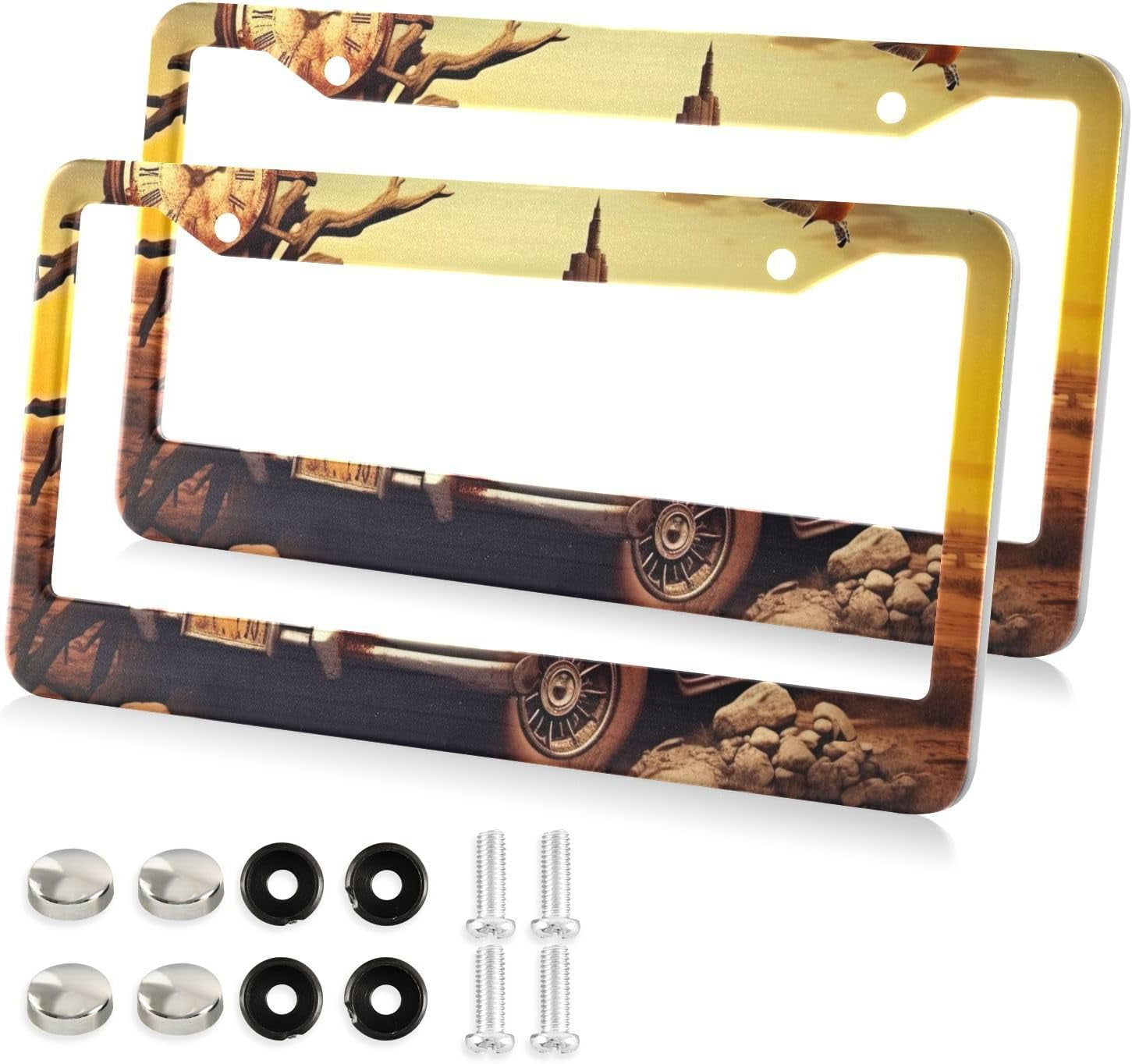 GZHJMY Old Rusted Car License Plate Frames 2 Pack Aluminum License ...
