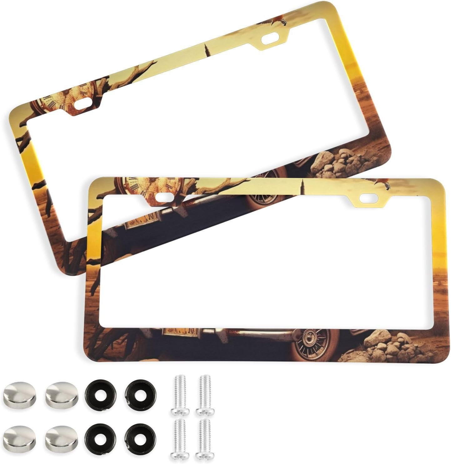 GZHJMY Old Rusted Car License Plate Frames 2 Pack Aluminum License ...