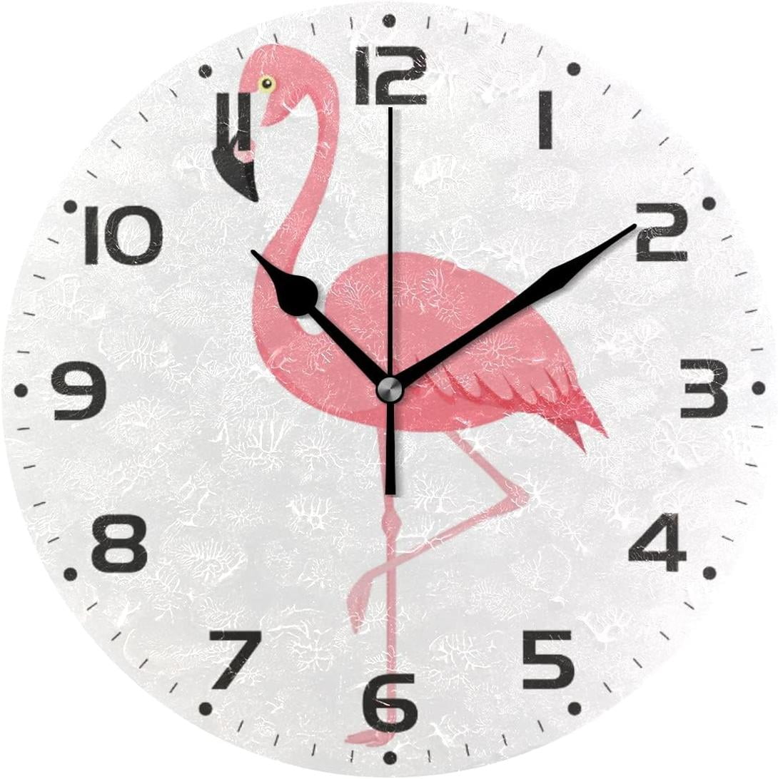 GZHJMY One Tropical Flamingo Wall Clock, 10" Silent Non Ticking Round ...