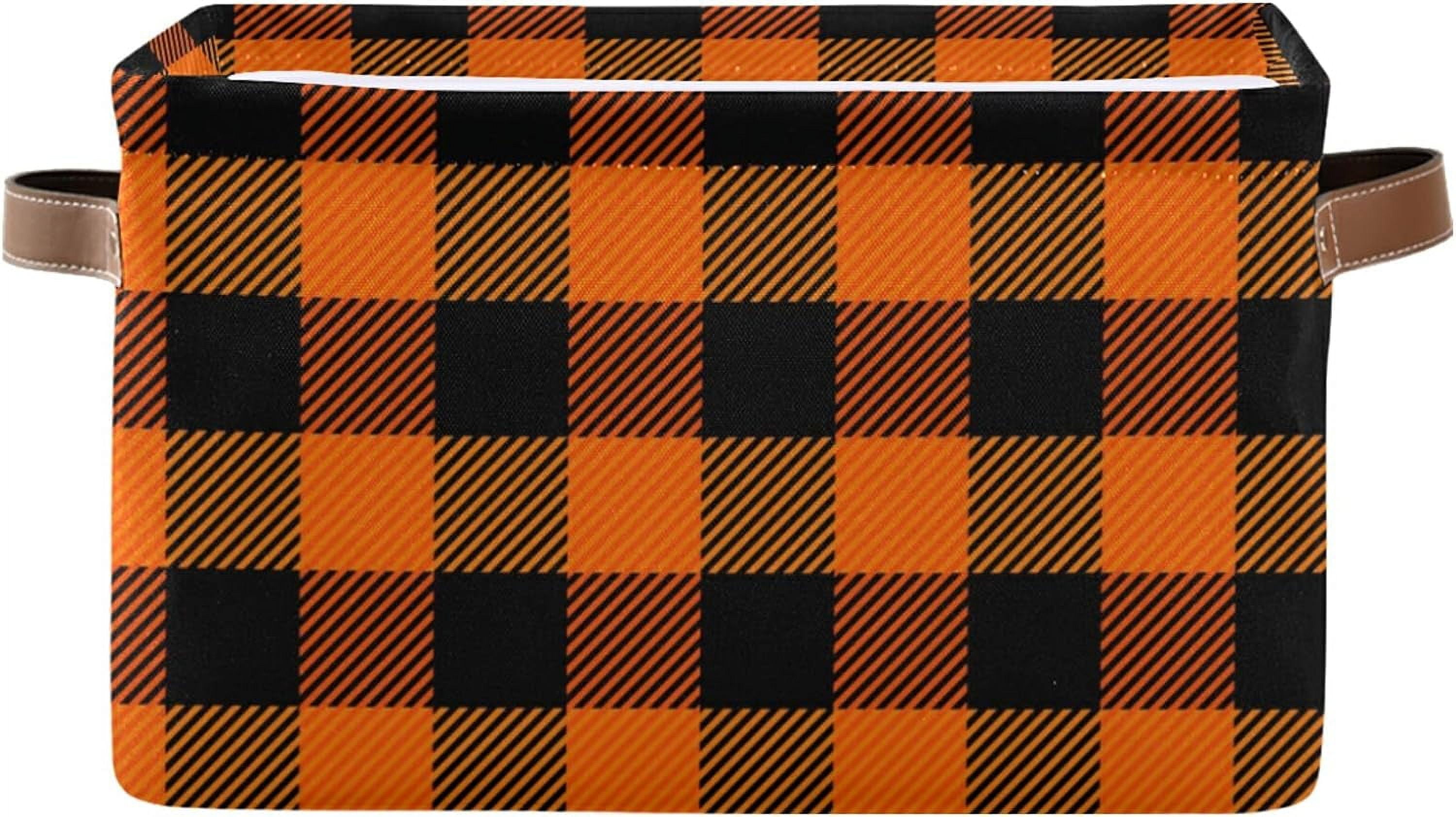 GZHJMY Orange and Black Buffalo Check Print Foldable Storage Bin ...