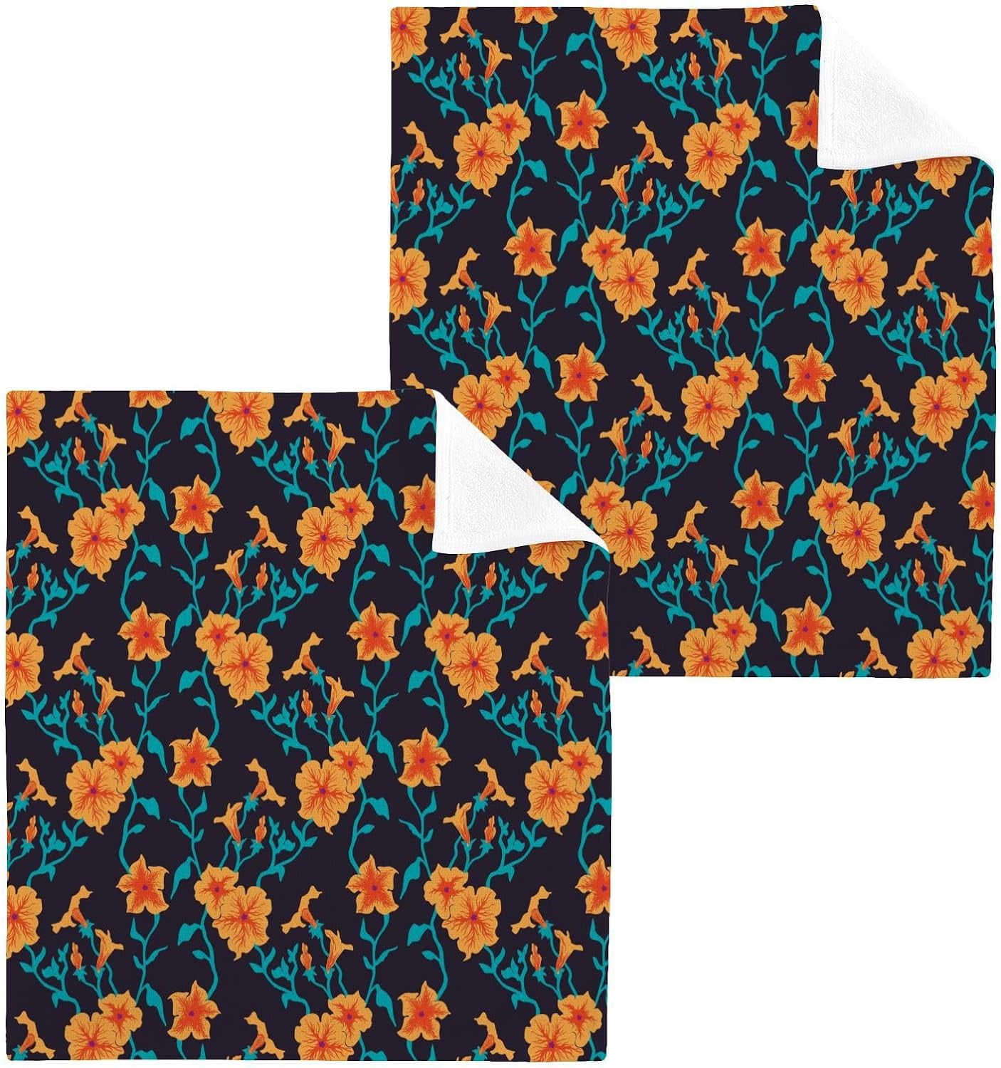 GZHJMY Orange Flowers Wash Cloth Set of 4, 12 x 12 Inch Cotton Baby ...