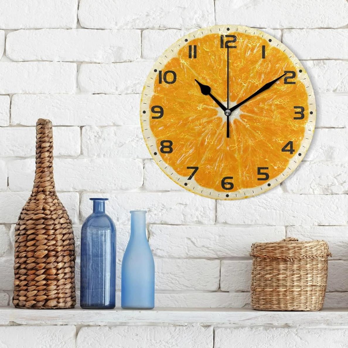 GZHJMY Orange Slices Wall Clock, 10" Silent Non Ticking Round Clock ...