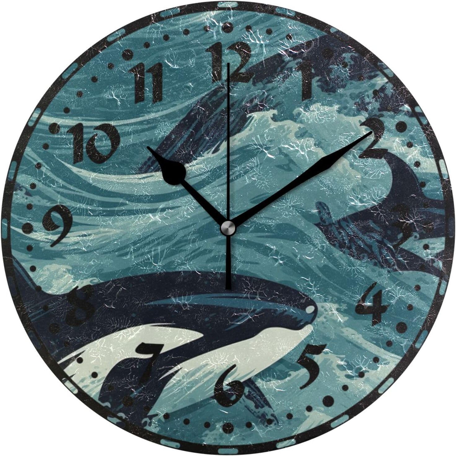 GZHJMY Orca Whales Wall Clock, Silent Non Ticking 10 Inch Battery ...