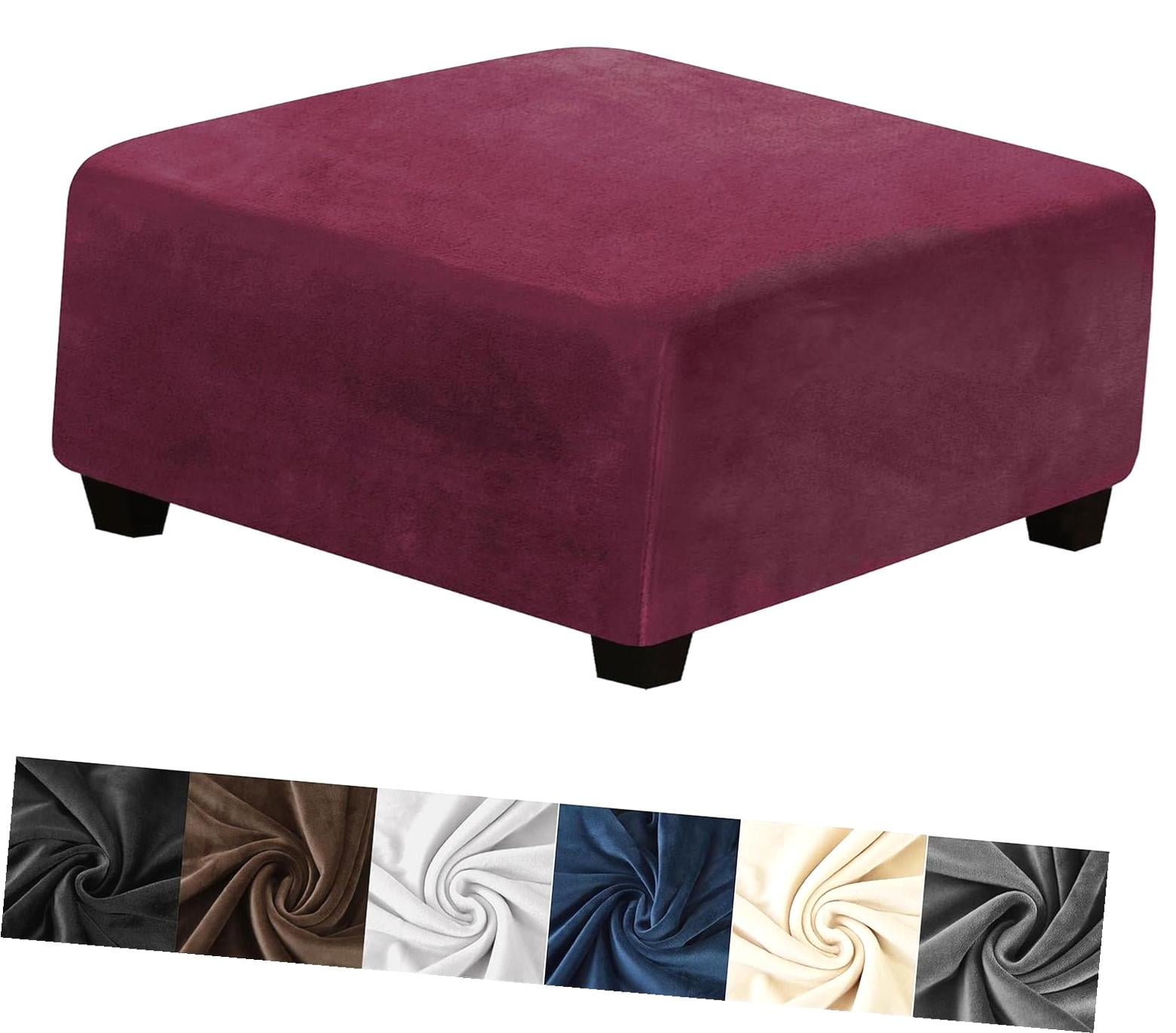 GZHJMY Ottoman Cover Square, Stretch Velvet Ottoman Cover Thick Ottoman ...