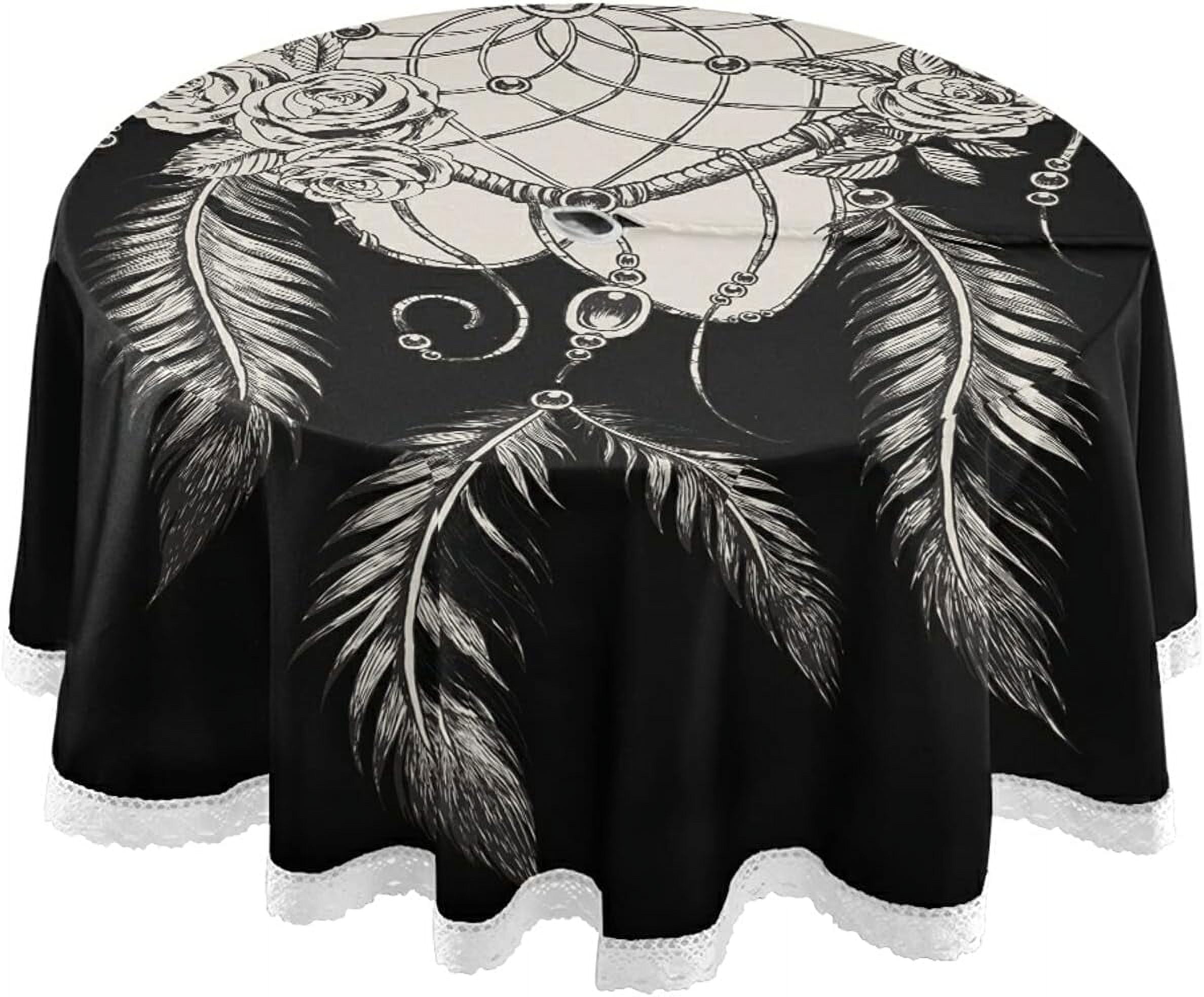 GZHJMY Outdoor Tablecloth 60 Inch Gream Catcher Waterproof Round ...
