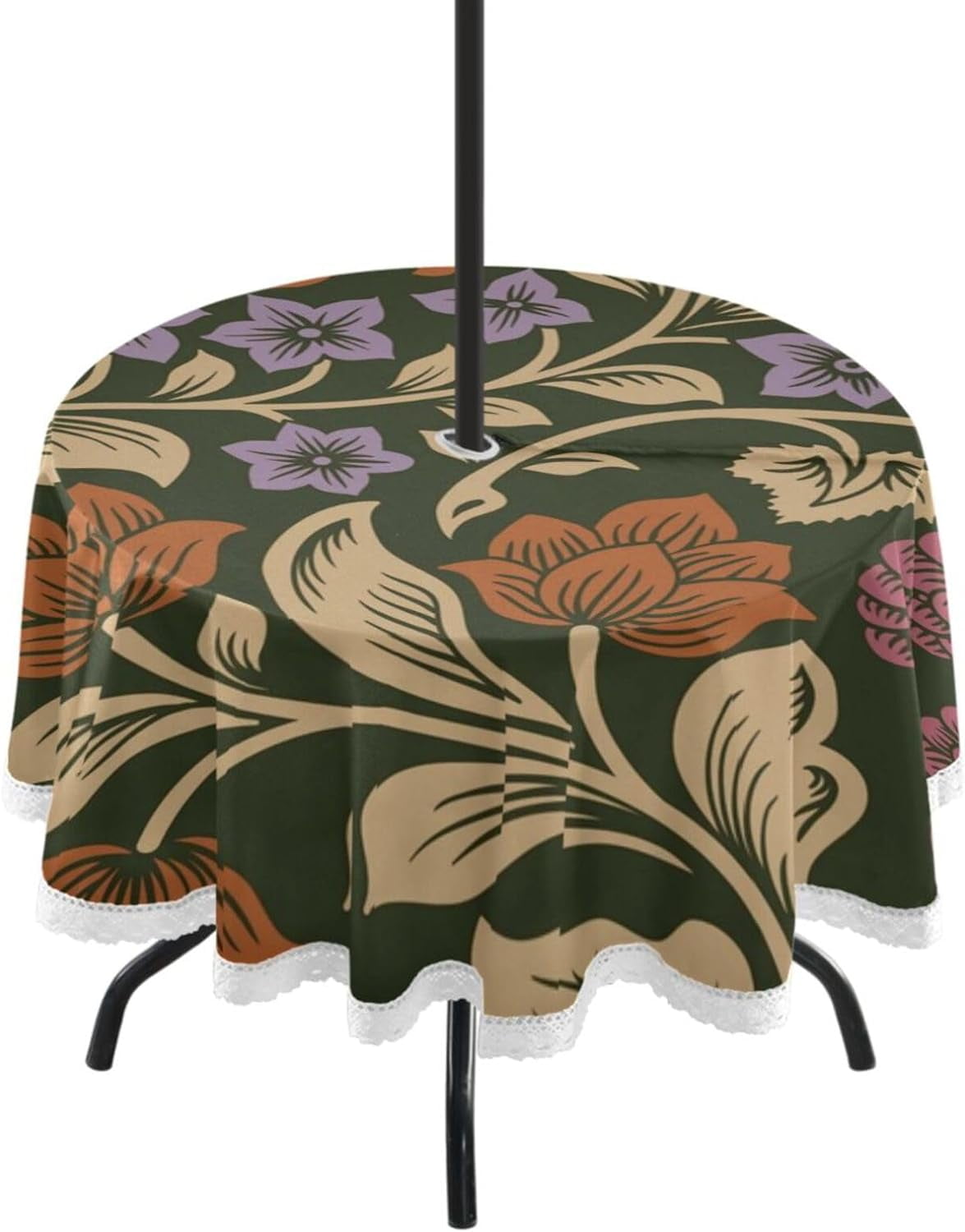 GZHJMY Outdoor Tablecloth with Zippered Umbrella Hole, Machine Washable ...