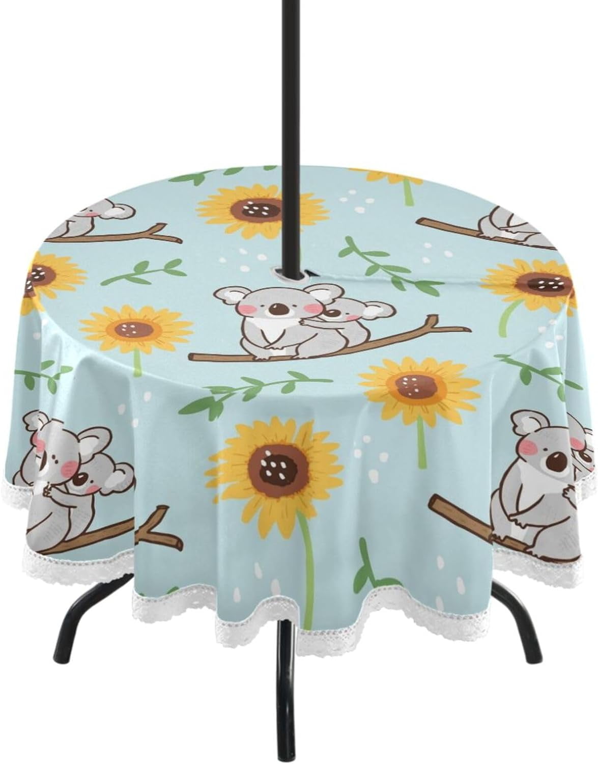 GZHJMY Outdoor Tablecloth with Zippered Umbrella Hole, Machine Washable ...