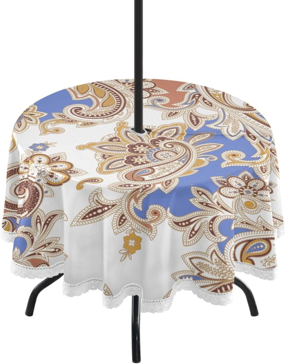 GZHJMY Outdoor Tablecloth with Zippered Umbrella Hole, Machine Washable ...