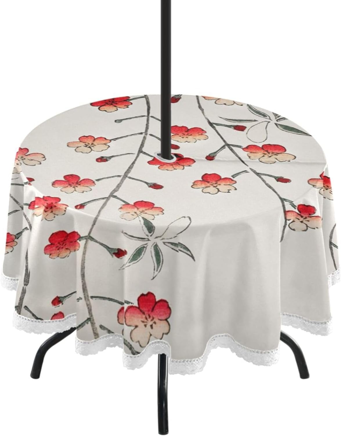 GZHJMY Outdoor Tablecloth with Zippered Umbrella Hole, Machine Washable ...